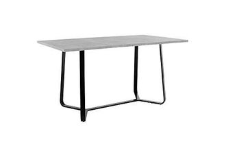 Byliving Esstisch Talea/Moderner Küchentisch in Beton-Optik/Gestell Metall schwarz pulverbeschichtet/Großer Esstisch/B 140, H 76, T 90 cm