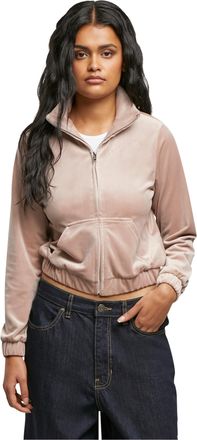 Urban Classics Ladies Short Velvet Track Jacket duskrose, L