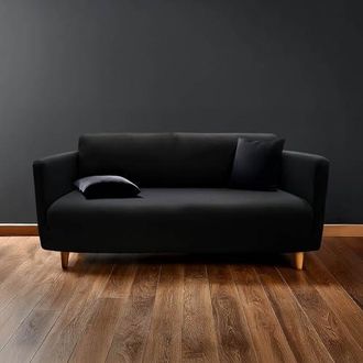 Douceur d'Int&eacute;rieur Sofabezug, dehnbar, 225 x 245 x 60 cm, Mila, Schwarz, Polyester