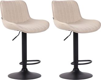 Clp Lot de 2 Tabourets de bar Lentini en Tissu Pied trompette en Métal Crème Noir