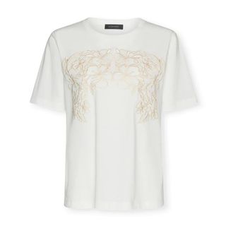 Elena Miro T-Shirt mit Blumenstickerei - - Tops - Damen - Wei&szlig; - XS