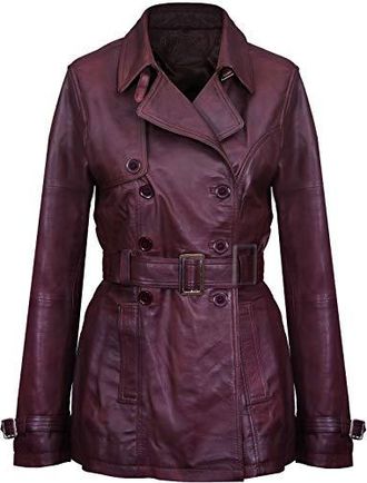 Infinity Leather Femmes 3/4 Marron Dames Agneau Nappa Trench en Cuir 22