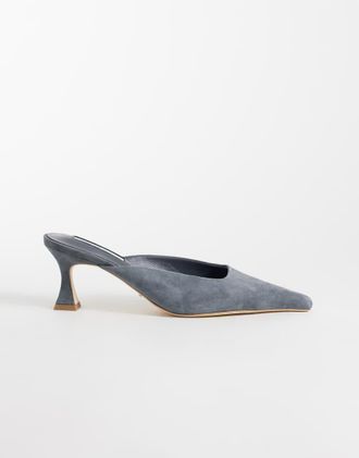 Tony Bianco Juniper mules &agrave; talons en daim bleu acier