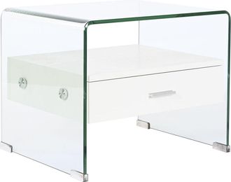 DKD Home Decor Nachttisch, weiß, transparent, Glas, MDF, 50 x 40 x 45,5 cm