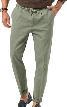 Generic Pantalon l&eacute;ger pour homme, coupe ajust&eacute;e, coupe droite, cordon de serrage, pantalon de costume daffaires, poches, pantalon d&eacute;contract&eacute; pour homme, Ver