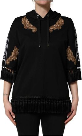 Dolce & Gabbana Femme, Sweatshirts et sweats &agrave; capuche, Noir, Taille: 34 FR SweaT-shirt &agrave; capuche