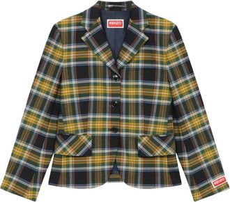 Kenzo Femme, Vestes, Vert, Taille: 36 FR Blazer Crois&eacute; &agrave; Carreaux Tartan