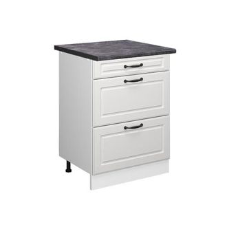 Vicco Meuble Cuisine R-Line, Blanc Campagne/Blanc, 60 cm avec tiroirs, PT Anthracite