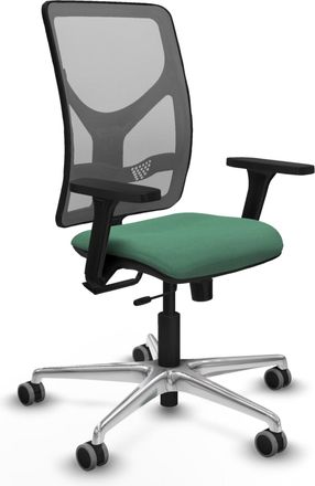 Piqueras y Crespo B&uuml;rostuhl mit 3D-Armen, h&ouml;henverstellbare Lendenwirbelst&uuml;tze, ausgestattet mit Syncro/Traslack und Schneideschaum, Grau / Smaragdgr&uuml;n