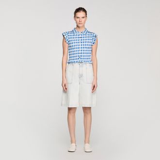 Sandro T-shirt smock&eacute; vichy