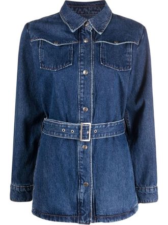 A.P.C. veste en jean &agrave; taille ceintur&eacute;e - Bleu
