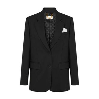 Elisabetta Franchi Femme, Vestes, Noir, Taille: 38 FR Veste en gabardine avec pochette