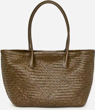 Arket Gewebte Tragetasche Aus Leder -Gr&uuml;n