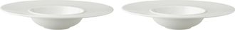 Palmers White Delight Teller tief - 2er-Set - Porzellan - Ø 24 cm - weiss glänzend, rund gross moderne Form mit breitem Rand - für Pasta, Suppe, Salat, Desser