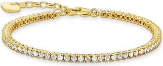 Thomas Sabo Tennisarmband f&uuml;r Damen aus 925 Sterlingsilber und 750 Gelbgold Vergoldung mit Zirkonia Steinen, L&auml;nge 16-19cm, A2021-414-14-L19V