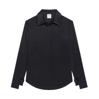 Courr&egrave;ges Femme, Blouses et Chemises, Noir, Taille: 34 FR Satin Shirt