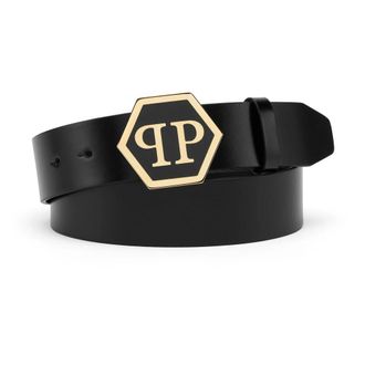 Philipp Plein Homme, Accessoires, Noir, Taille: 100 CM Ceinture en cuir Hexagone