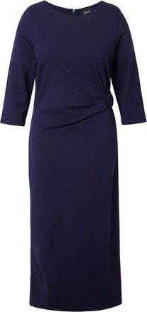 Ulla Popken Midikleid Punto-Midikleid drapiert U-Boot-Ausschnitt 3/4-Arm