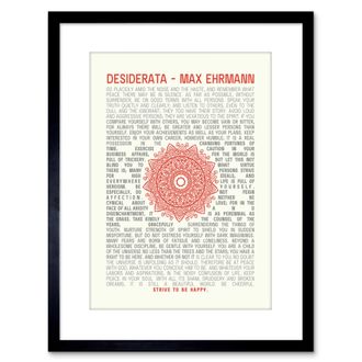Wee Blue Coo QUOTE DESIDERATA MANDALA EHRMANN TYPOGRAPHY FRAMED ART PRINT F97X13483