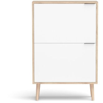 HERDASA Meuble à chaussures, modèle VICKY (527), en mélamine en couleur chêne clair et blanc