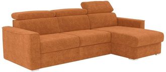 Vente-Unique Canap&eacute; dangle r&eacute;versible convertible express en tissu chenille terracotta - Couchage 160 cm - Matelas 22 cm m&eacute;moire de forme vizir