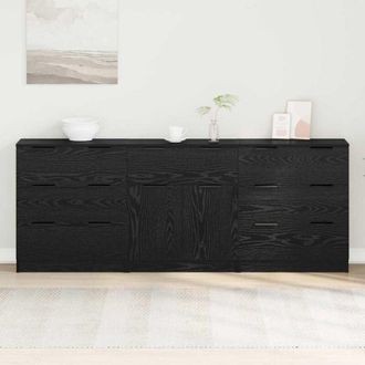 vidaXL Buffet 3 pcs Ch&ecirc;ne noir 60 x 30 x 70 cm Bois ding&eacute;nierie vidaXL