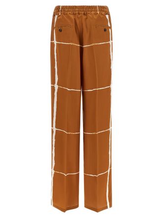 Kiton Graphic-Striped Silk Trousers - Brown