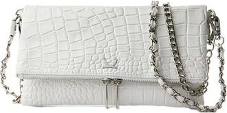 Generico Sac croco - Envoi 24h - Sac bandouli&egrave;re femme moyen en cuir/cuir - Imprim&eacute; crocodile avec ferrures en finition m&eacute;tallique argent&eacute;e - Fermeture &eacute;clair 