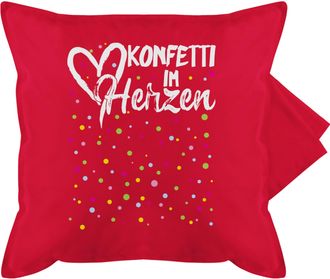 Shirtracer Kissenbezug - & Fasching - Kissen - Konfetti im Herzen Karneval I - 50 x 50 cm - Rot - karnevalskissen fasching- herz kissenhülle sofakissen mit carne
