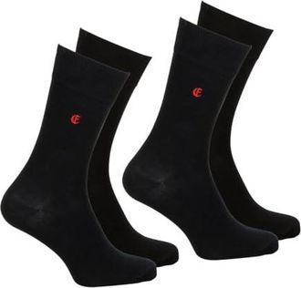 Eminence Lot de 2 paires de chaussettes mi-hautes homme Essentiels coton peigné Taille : 39/42 - Couleur : Noir-Noir