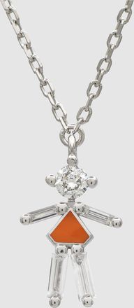 Little Ones Paris Collier Pendentif Fille Argent Solar Orange 45cm