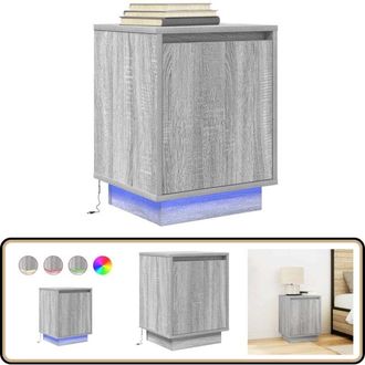 vidaXL Nachttisch mit LED-Leuchten Grau Sonoma 38x34x50 cm - Vidaxl