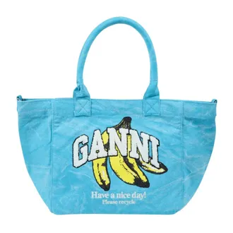 Ganni Femme, Sacs, Bleu, Taille: ONE Size Sac fourre-tout imprim&eacute; logo