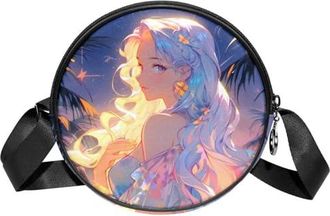 Generic Sac &agrave; bandouli&egrave;re Circle pour femme, petit sac &agrave; bandouli&egrave;re avec fermeture &eacute;clair, bretelles r&eacute;glables, sac &agrave; main rond d&eacute;contract&eacute; pour femmes et fi