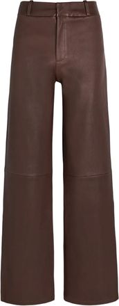 Arma pantalon en cuir Marina &agrave; coupe ample - Marron
