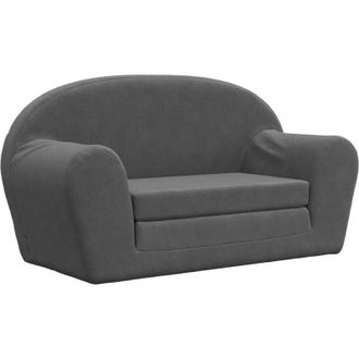 vidaXL Vidaxl - Canap&eacute;-lit 2 places anthracite en peluche douce - Design pliable pour enfants - Dimensions 84 x 34-90 x 45 cm - Housse amovible