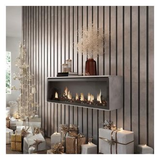 Skraut Home | Elektrokamin LED | Elektrische Kamine | 107x38x25cm | Wohnzimmer - Esszimmer | Elektrokamin. Maße | Moderner Stil | Zement