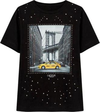 Twinset Femme, Tops, Noir, Taille: 38 FR T-shirt avec imprim&eacute; New York et strass
