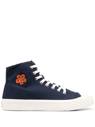 Kenzo baskets montantes &agrave; patch fleur - Bleu