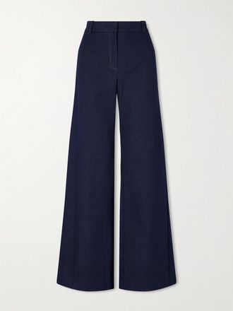 Veronica Beard Crue Hose Mit Weitem Bein Aus Einer Baumwollmischung - Blau