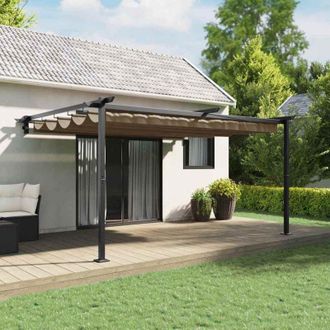 vidaXL Gazebo mural Taupe Acier vidaXL