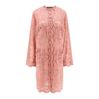 Dolce & Gabbana Pinkfarbener Mantel mit Monogramm-Knopfverschluss - - Dresses - Damen - Rosa - S
