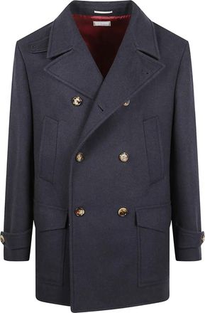 Brunello Cucinelli manteau &agrave; boutonni&egrave;re crois&eacute;e - Bleu