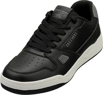 Skechers Homme Koopa Harry Kane Court Basket, Black Leather, Suede/Mesh/Gray Trim, 44 EU