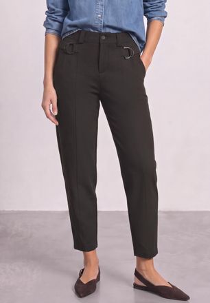 Street One Stoffhose STREET ONE, Damen, Gr. 32, L&auml;nge 28, braun (schwarz coffee), Stoff, 61% Viskose, 32% Polyamid, 7% Elasthan, unifarben, comfort fit kn&ouml;chelfr