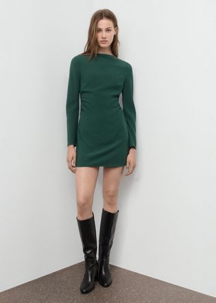 Mango Kleid mit U-Boot-Ausschnitt und Raffungen gr&uuml;n - Damen - XL - MANGO