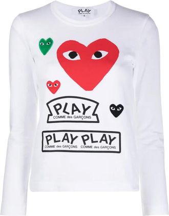 Comme Des Gar&ccedil;ons Femme, Tops, Blanc, Taille: 40 FR T-shirt &agrave; Manches Longues