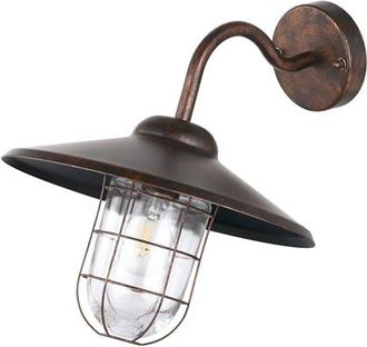 Eglo Außen-Wandlampe Melgoa, 1 flammige Außenleuchte, Wandleuchte aus verzinktem Stahl in Rostoptik und Glas, E27 Fassung, IP44