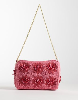 Accessorize Sac port&eacute; &eacute;paule avec fleurs &agrave; ornements - Rose