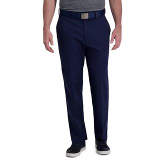 Haggar Herren Cool Right Performance Flex Solid Classic Fit Flat Front Pant Reg. Big & Tall L&auml;ssige Hose, Midnight, 40 W/32 L